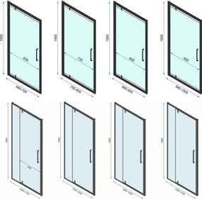 Rea Rapid Swing - sprchový kout s vyklápěcími dveřmi 120(dveře) x 90(stěna) čiré sklo, černý profil, KPL-009935