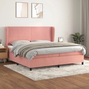 Box spring postel s matrací růžová 200x200 cm samet,  3129116
