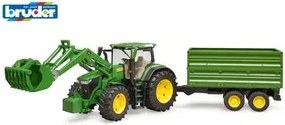 Bruder 03155 Traktor John Deere s předním nakladačem a sklápěcím přívě