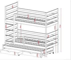 Legno Dětská patrová postel Timo šedá Rozměr (cm): 80x200