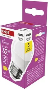 Emos Mini Globe E27 2,5W / LED žárovka / 350lm / neutrální bílá 4000K