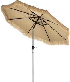 Outsunny Zahradní Slunečník 2,6x2,6m s Naklápěním a Kličkou, Sklopný, Kruh Pohanský Slunečník s 8 Žebry, Hliníkový a Polyesterový, pro Zahradu, Balkon