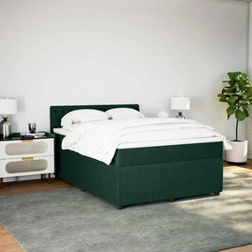 Box spring postel s matrací tmavě zelená 140x190 cm samet 3287743