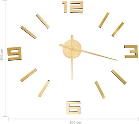 3D nástěnné hodiny moderní design zlaté 100 cm XXL 325157