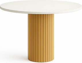 NW Kulatý jídelní stůl NESTORIO 2, 90 cm Barva/ dekor: Bílá, Barva nohy stolu: Zlatá
