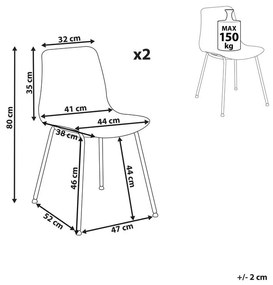 Sada 2 jídelních židlí světle šedé LOOMIS Beliani