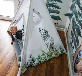 lovel.cz Dětský stan teepee Forest wolf + podložka + 4 polštáře