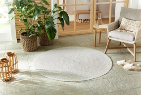 Hanse Home, Kusový koberec Braided 105553 Light Melange kruh – na ven i na doma, 150x150 (průměr) kruh, bílá, chodba / předsíň