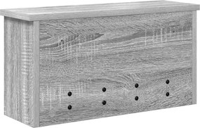 věšák, nástěnný, 3 poličky, háčky, kompozitní dřevo, 26x50x16 cm, šedá sonoma, Dekorino TK20260020
