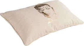 Přírodní béžový polštář se zlatou tváří Buddhy Bombay – 9*1*1 cm