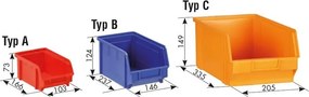 Regál s plastovými boxy BASIC  se zadní stěnou - 800 x 400 x 920 mm, 32x A, 4x C