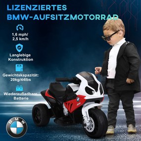 HOMCOM BMW S1000RR licencovaná dětská elektrická tříkolka s baterií, dětské vozidlo, ocel, červená, 66x37x44 cm| Aosom