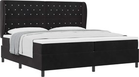 Postel s boxspringem s matrací s čelo Černý 200 x 200 cm samet 3340894