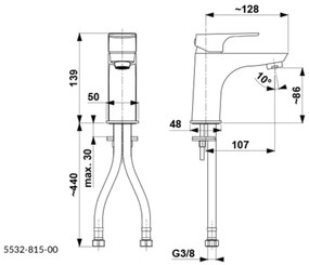 KFA Armatura 5532-815-81- Umyvadlová baterie + výpusť MOKAIT 13,9 cm mosaz/černá