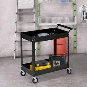 Dílenský vozík DURHAND se 2 policemi, prázdný vozík na nářadí, přepravní vozík, boční rukojeť, 4 kolečka, ocel, nosnost do 150 kg, 84,5 x 38 x 84 cm,…