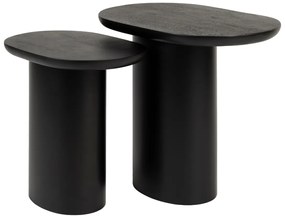 White Label Set dvou černých dřevěných odkládacích stolků WLL BELA
