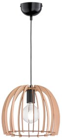 Béžové závěsné svítidlo ze dřeva a kovu Trio Pendant Wood, výška 150 cm