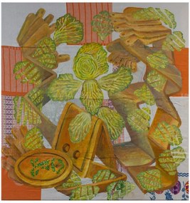 Daniela Krajčová | Krajanie šalátu Rám: Černý, Velikost: 40 x 40 cm