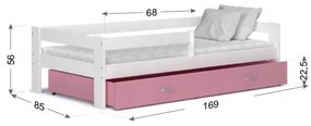 Expedo Dětská postel HARRY P1 COLOR s barevnou zásuvkou + matrace, 80x160, šedý/bílý