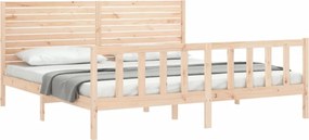 Rám postele s čelem Super King Size masivní dřevo 3193221