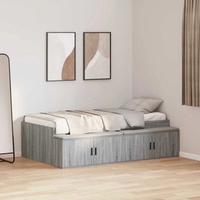 Rám postele se dveřmi Šedá Sonoma 90 x 200 cm Kompozitní dřevo 3335194