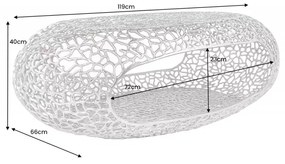 Massive home | Konferenční stolek LEAF II 120 stříbrný