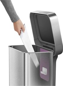 Nášlapný ocelový odpadkový koš ve stříbrné barvě 45 l – simplehuman