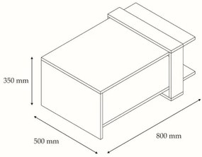 Konferenční stolek OVA 35x80 cm hnědá/antracit
