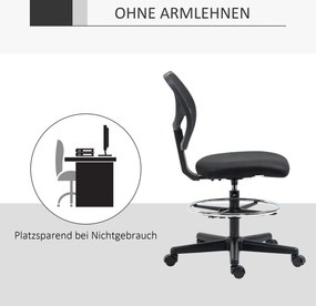 Kancelářská stojací židle Vinsetto, výškově nastavitelná ergonomická kancelářská židle, otočná židle s nastavitelnou opěrkou nohou, černá pro pohodln…