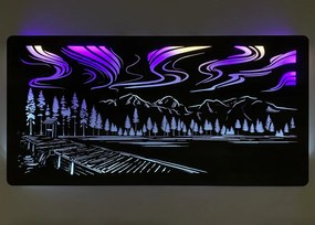 Li-Go "Polární záře" světelný obraz RGBW s baterií 120x60cm provedení povrchu: dub světlý