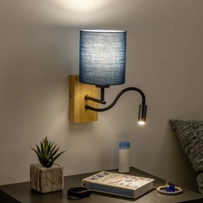 Brilagi - LED Nástěnná lampa NUBILA WOOD 1xE27/25W/230V+ LED/3W dub/tmavě modrá