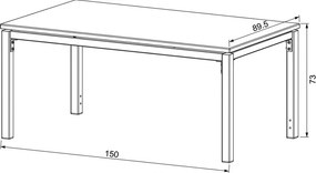 Zahradní stůl AZT-S1215 CRM, kov, polywood, béžová (150 x 89,5) cm