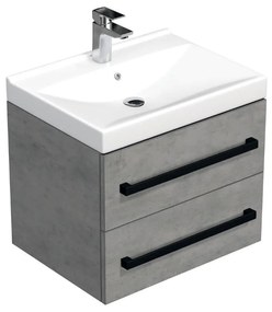 Koupelnová skříňka s černou úchytkou a umyvadlem SAT Cube Way 60x47,5x46 cm beton mat CUBE46C602BEVER