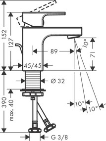 Hansgrohe Vernis Shape - Páková umyvadlová baterie 70 CoolStart s odtokovou soupravou s táhlem, černá matná 71593670