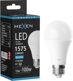 Mexen Nova, LED žárovka E27, A60, 15W, studená - 6500K, 1575 lm - L100-E27-1565-01