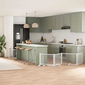 Zábrana pro psy s dvířky skládací 12 panelů bílá 960 cm topol 3155732