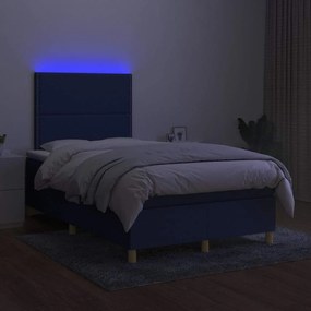 Box spring postel s matrací a LED modrá 120 x 200 cm textil 3135347