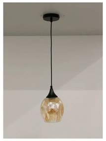 Černé závěsné svítidlo se skleněným stínidlem ø 14 cm Aspa – Candellux Lighting