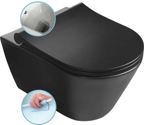 Sapho Avva - Závěsné WC s bidetovou sprškou, Rimless, matná černá 100312-110