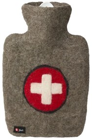 Termofor Hugo Frosch Classic vlněný obal - červený kříž, 1,8 l, šedá