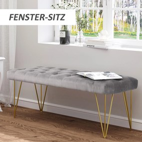 HOMCOM Lavice do předsíně Lavice na boty se sametovým potahem Sametově šedá 116x44,5x49cm ideální do předsíně a chodby | Aosom.de