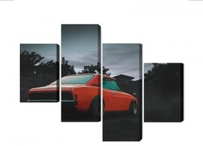Vícedílný obraz Oranžové Retro Auto Nedostatek Nedostatek Přírodní plátno 120x75