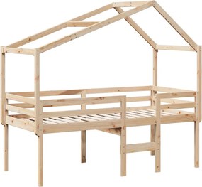 Patrová postel se střechou 80 x 200 cm masivní borové dřevo 3282055