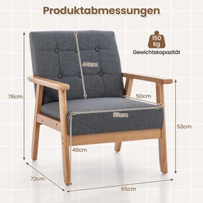 Costway Moderní akcentové křeslo s knoflíkovým prošíváním vyrobené z prodyšné
