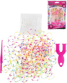 _Ostatní 1_ UDĚLEJ SI NÁRAMEK Gumičky LOOM BANDS 200ks set s doplňky strakaté 00861512