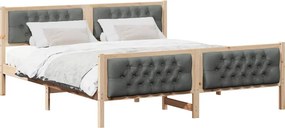 Rám postele s čelo Tmavě šedá 160 x 200 cm Masivní borové dřevo 3394279