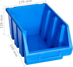 Stohovatelné úložné zásobníky 20 ks modré plast 146285
