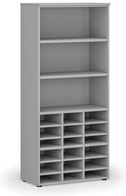 Třídicí regál PRIMO GRAY, 800 x 420 x 1781 mm, 18 přihrádek, šedý
