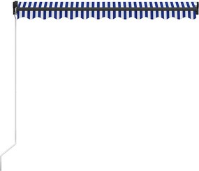 Ručně zatahovací markýza 300 x 250 cm modrobílá 3055184