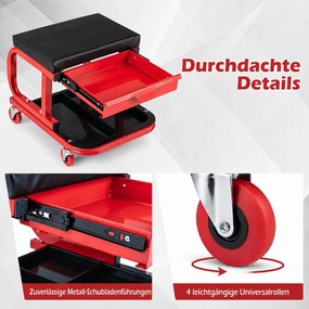 Costway Pojízdná dílenská stolička s magnetickou zásuvkou, 150 kg